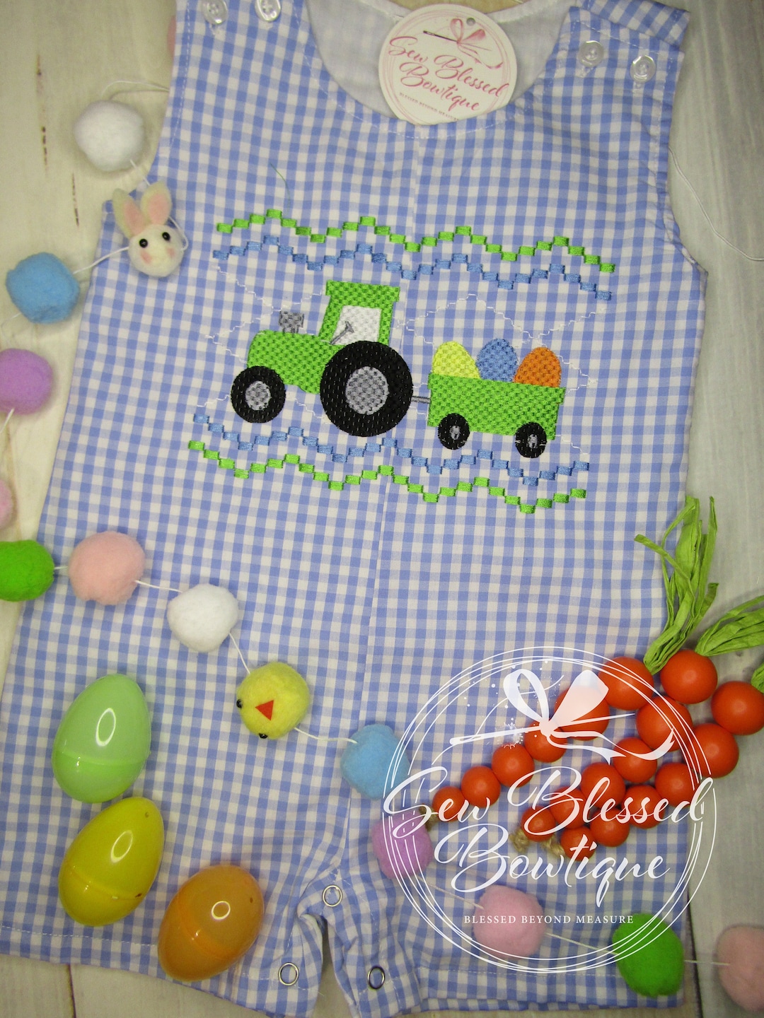 Boy's Easter Inspired Jon Jons / Easter Tractor Themed Boy's Romper - Etsy