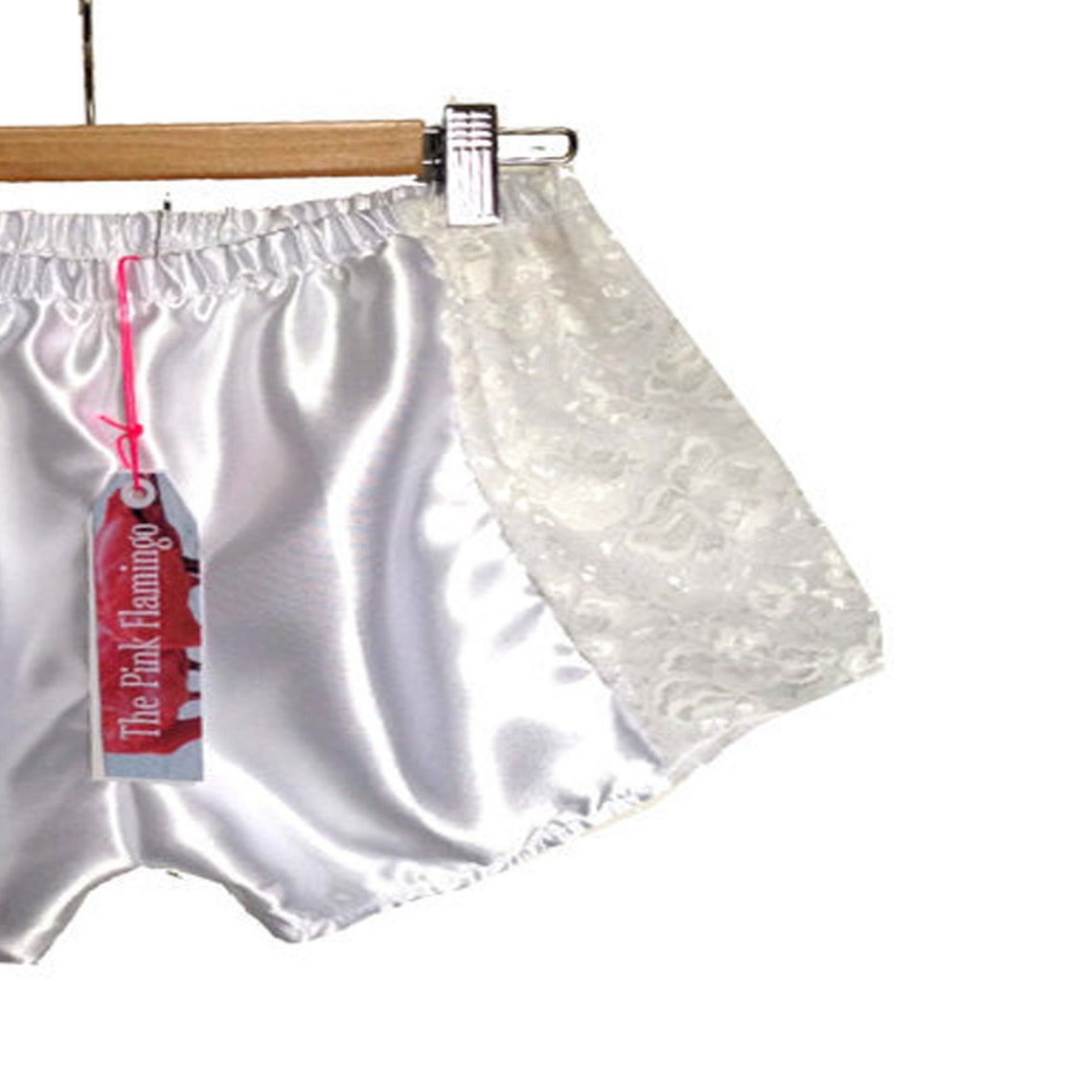 Pretty Satin and Floral Lace Panel Shorts - Etsy