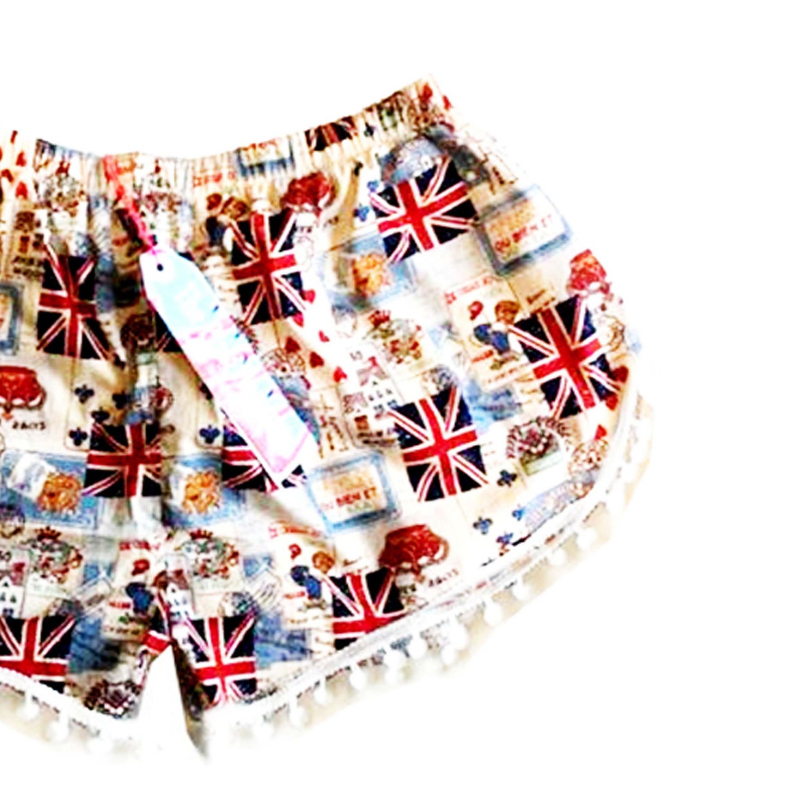 The "best of British" Union Jack Print Pom Pom Shorts - Etsy UK