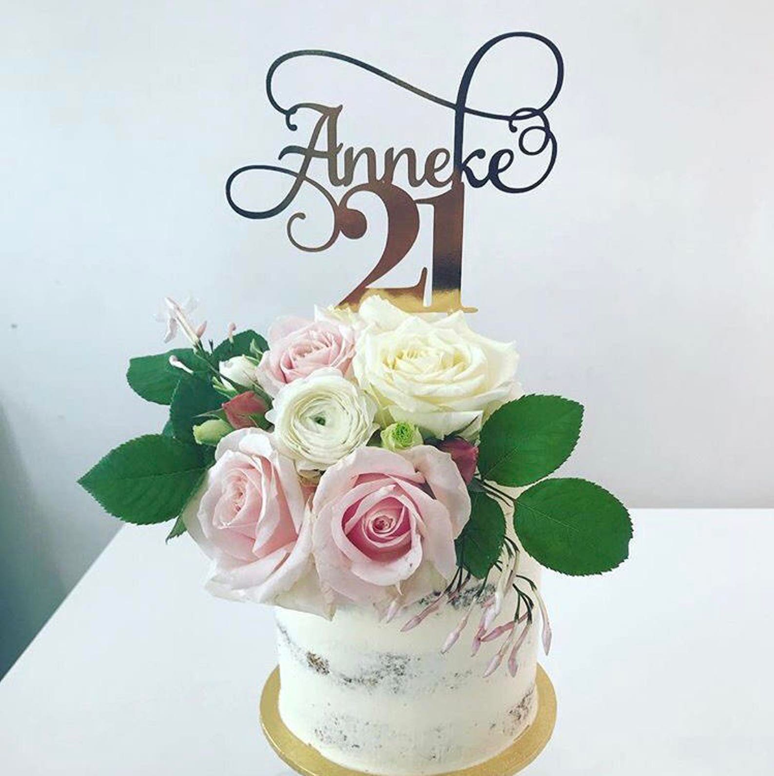 Customised Name Age Cake Topper Cursive Font Name Cake Etsy