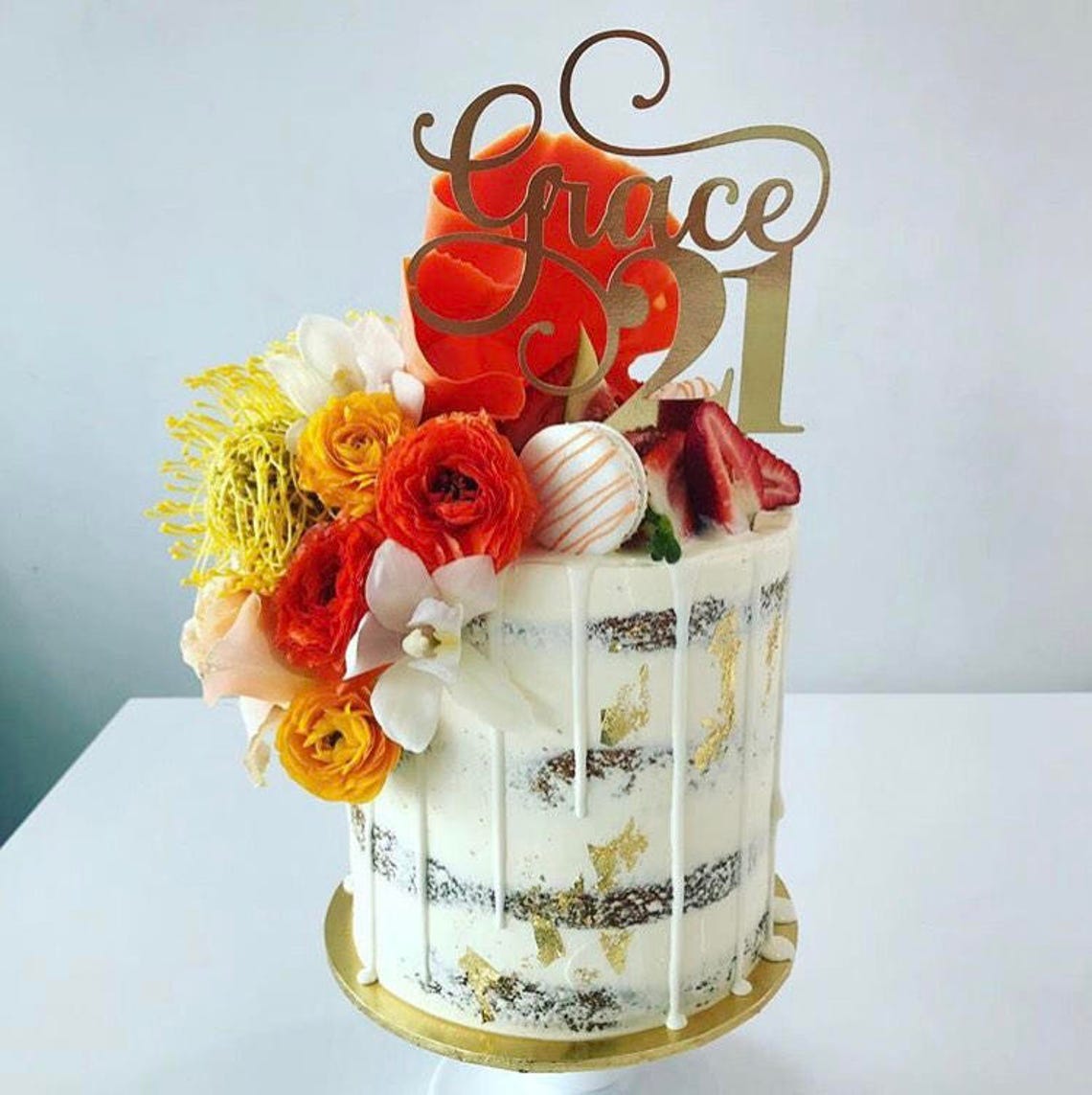 Customised Name Age Cake Topper Cursive Font Name Cake | Etsy