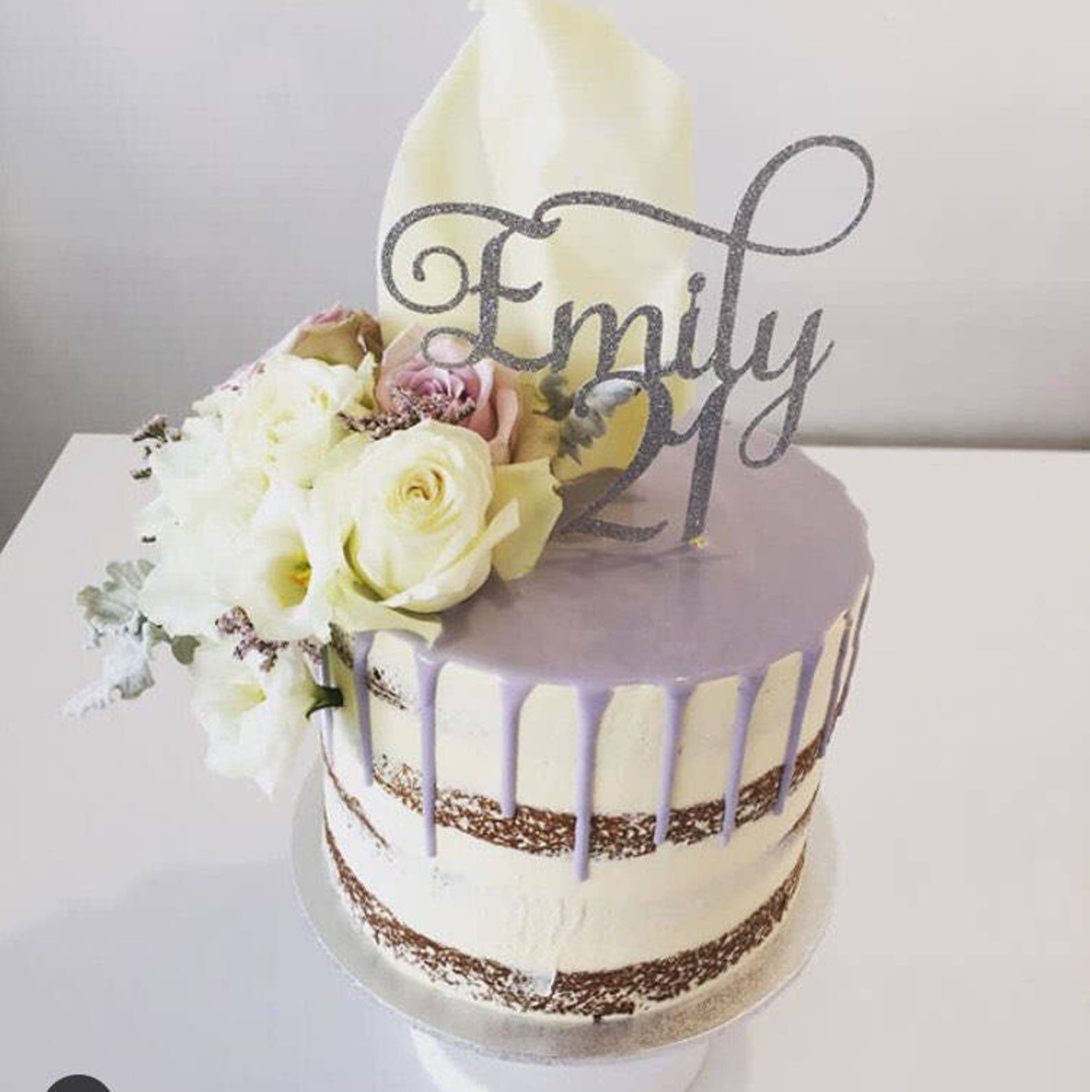 Customised Name Age Cake Topper Cursive Font Name Cake Etsy