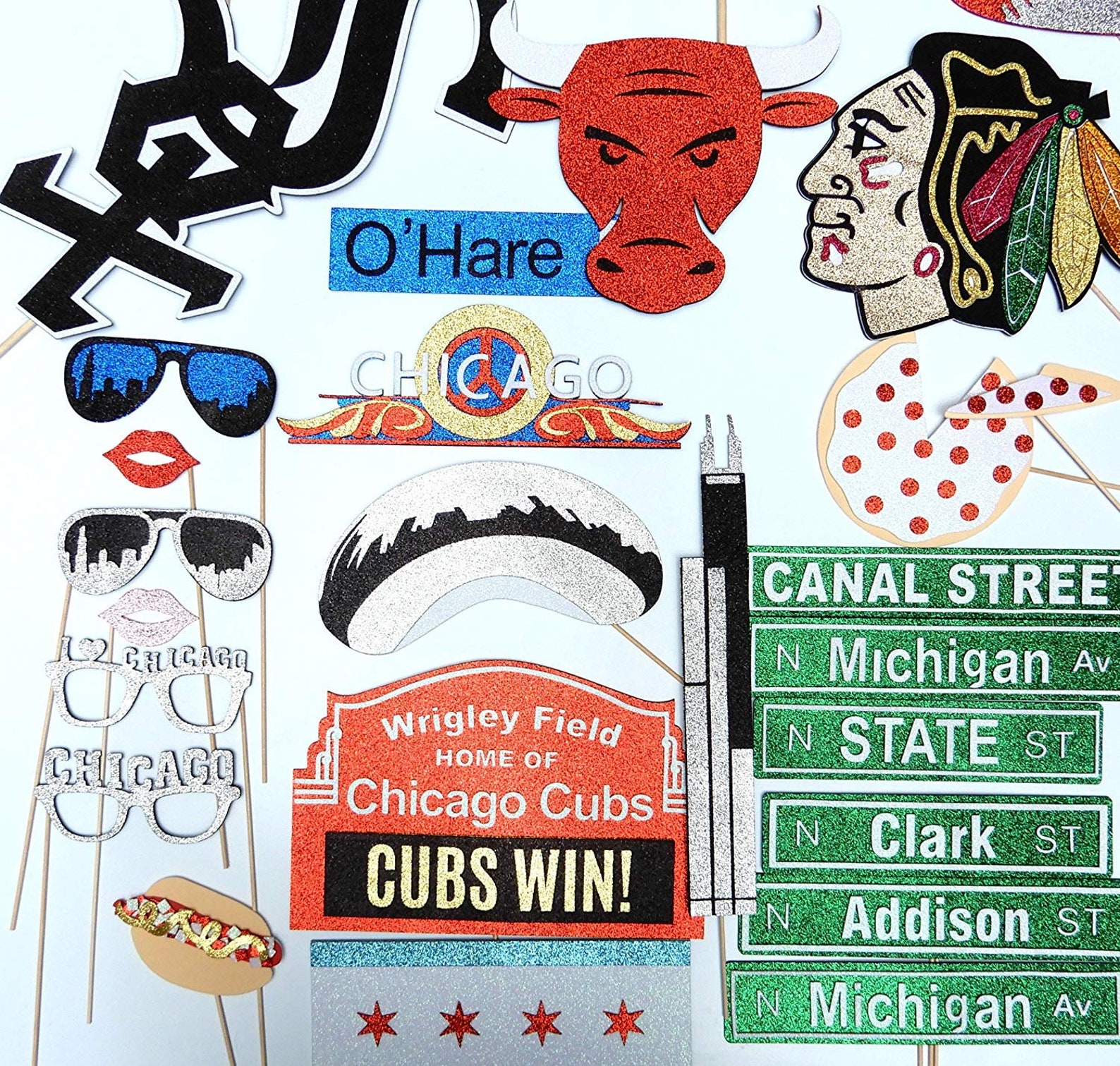 Chicago Photo Booth Props the Windy City Route 66 Chicago Bulls I Love ...