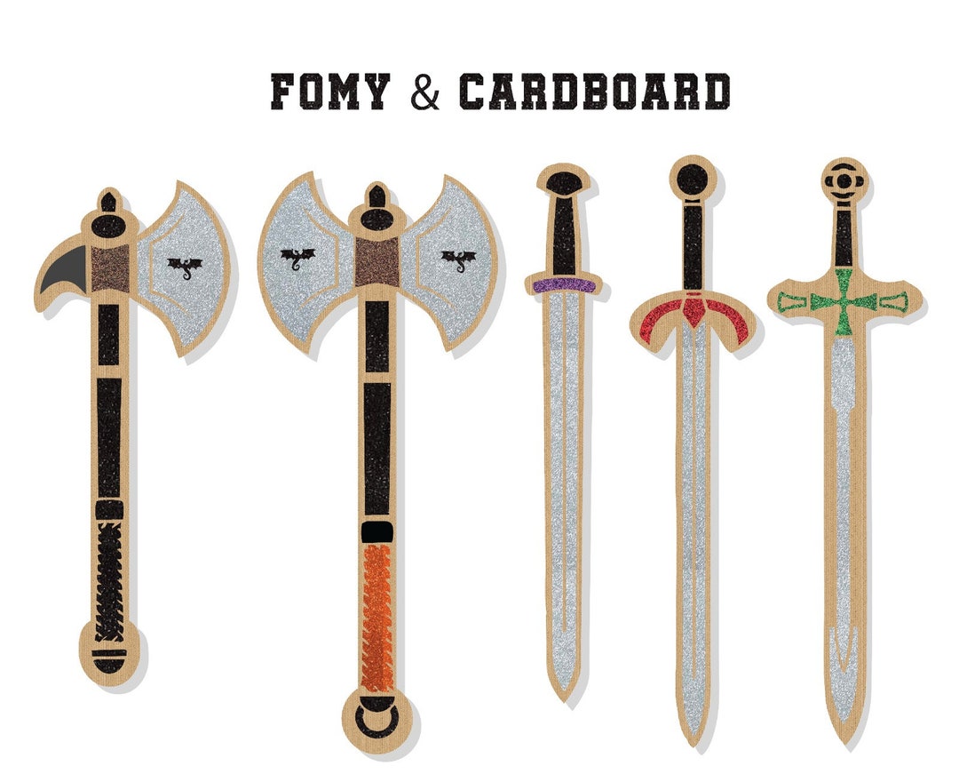 Cardboard Axe Sword W/glitter Foamy Toys Kids at Play Cardboard Sword ...