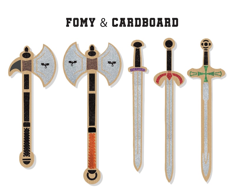 Cardboard Axe Sword W/glitter Foamy Toys Kids at Play Cardboard Sword ...