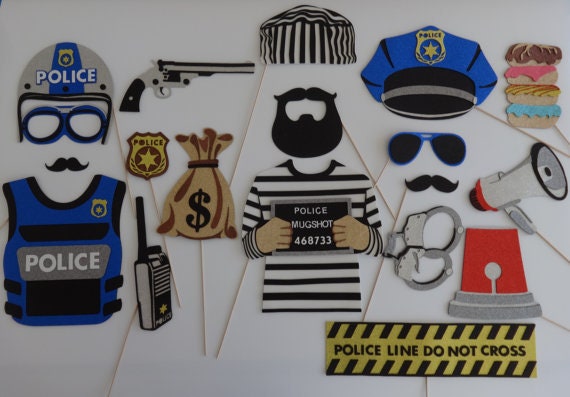 Police Photo Booth Props Law Enforcement Super Heroes Cops Donuts Bad ...