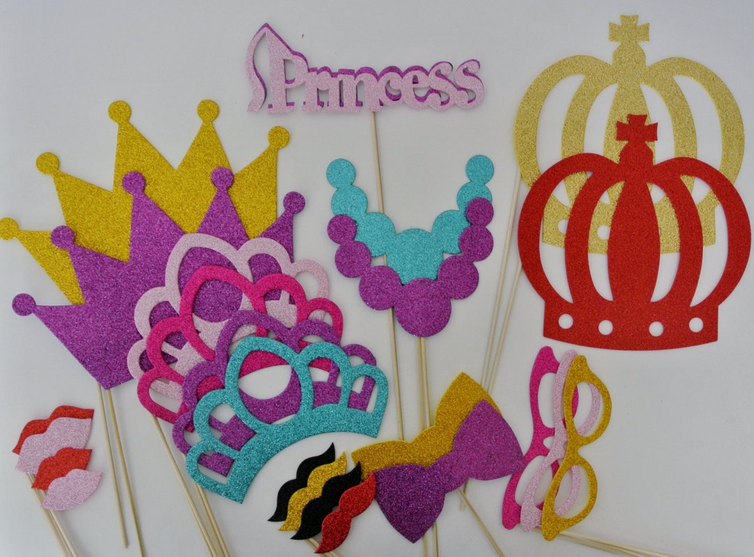 24 Pc Princess Photo Booth Mustache on a Stick Mommy and Me Princess ...