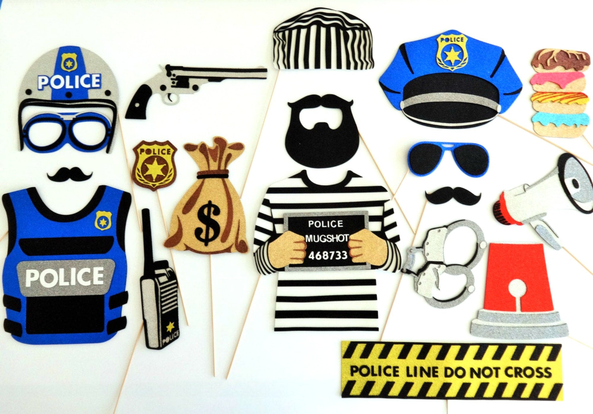 Police Photo Booth Props Law Enforcement Super Heroes Cops Donuts Bad ...