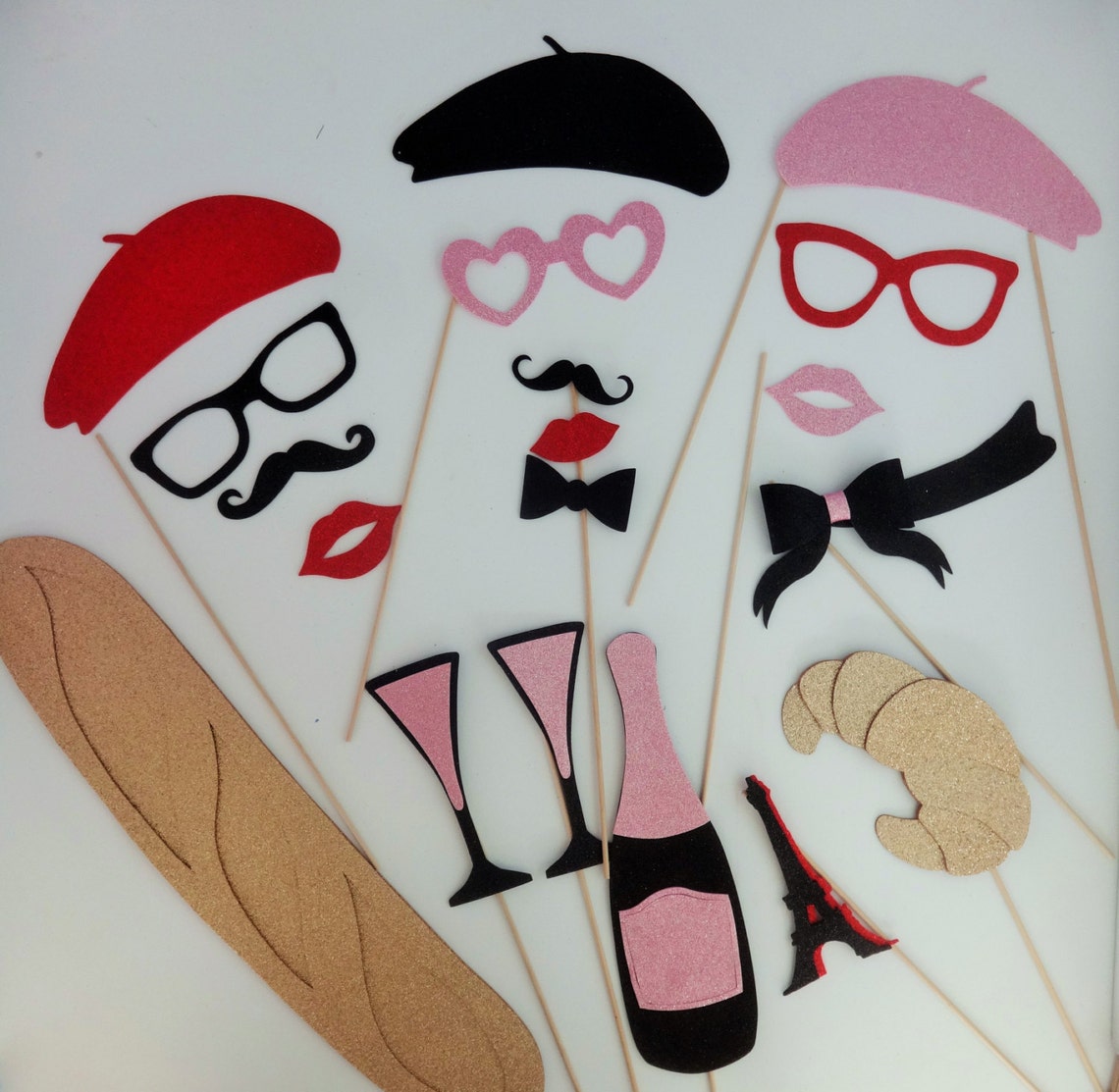 Parisian Digital Wedding Photo Booth Props Berets Glasses Eiffel Tower ...