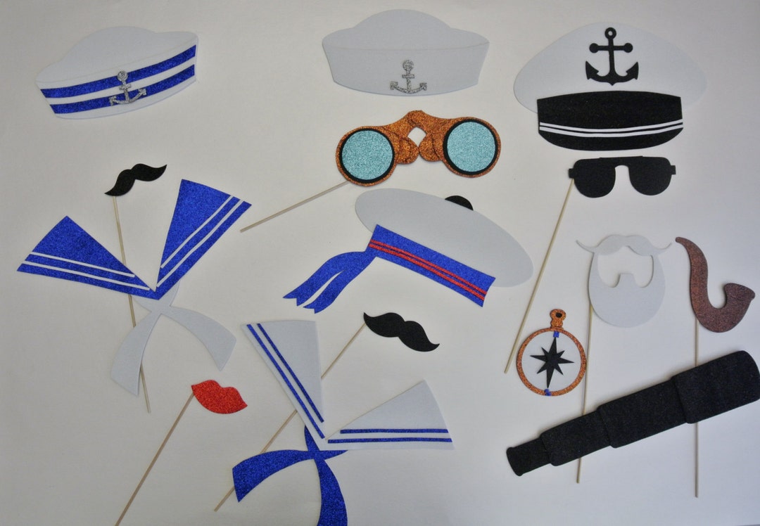 Nautical Photo Booth Props Sailor Hats - Sea Ocean Them Photo Booth ...