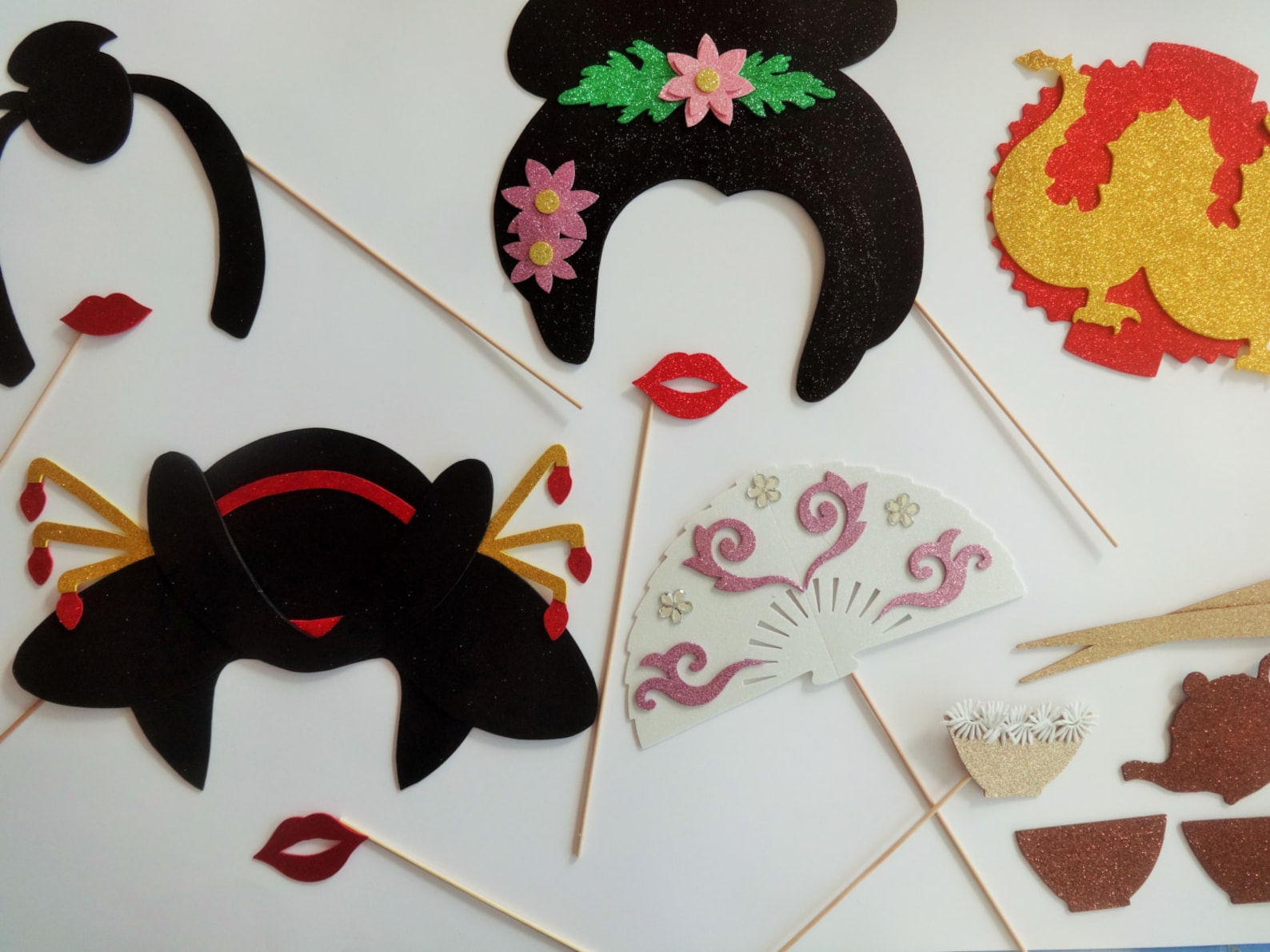 Oriental Photo Booth Props Geisha Wedding Briday Shower Dragon ...