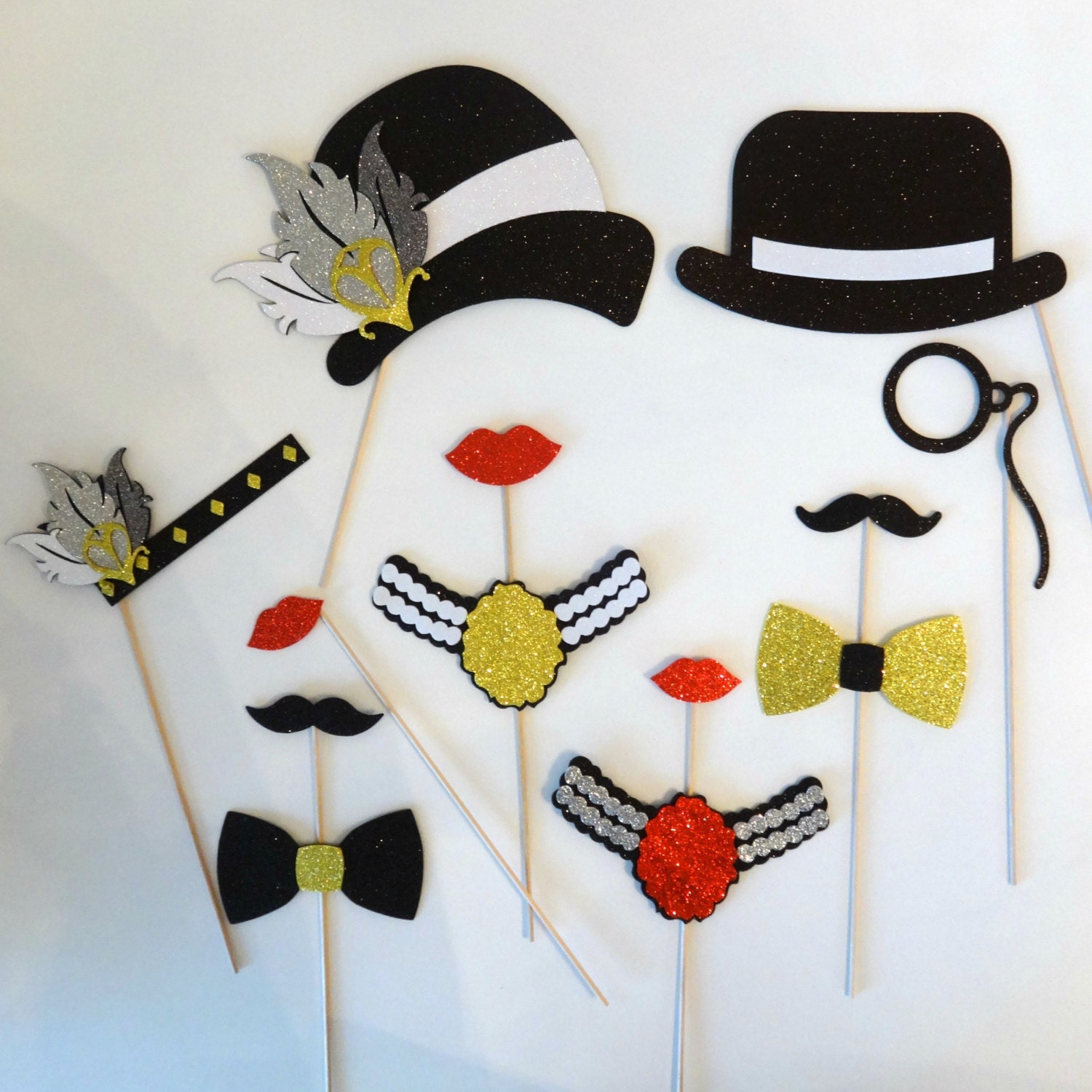 1920 Photo Booth Party Props Weddings Hair Hats Glasses Tiara - Etsy