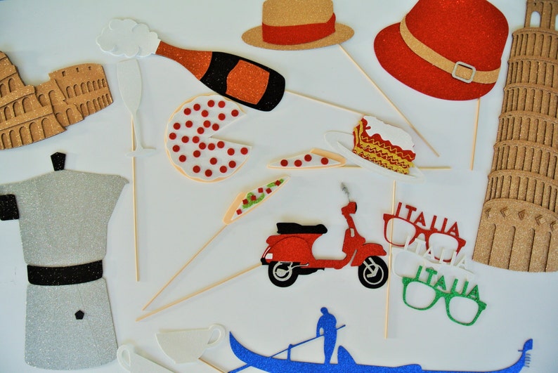Italian Photo Booth Props Italia Glasses Vespa Pizzas Gondola - Etsy