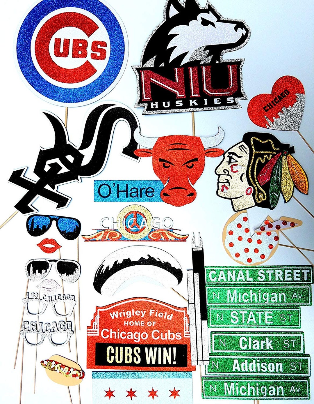 Chicago Photo Booth Props the Windy City Route 66 Chicago Bulls I Love ...