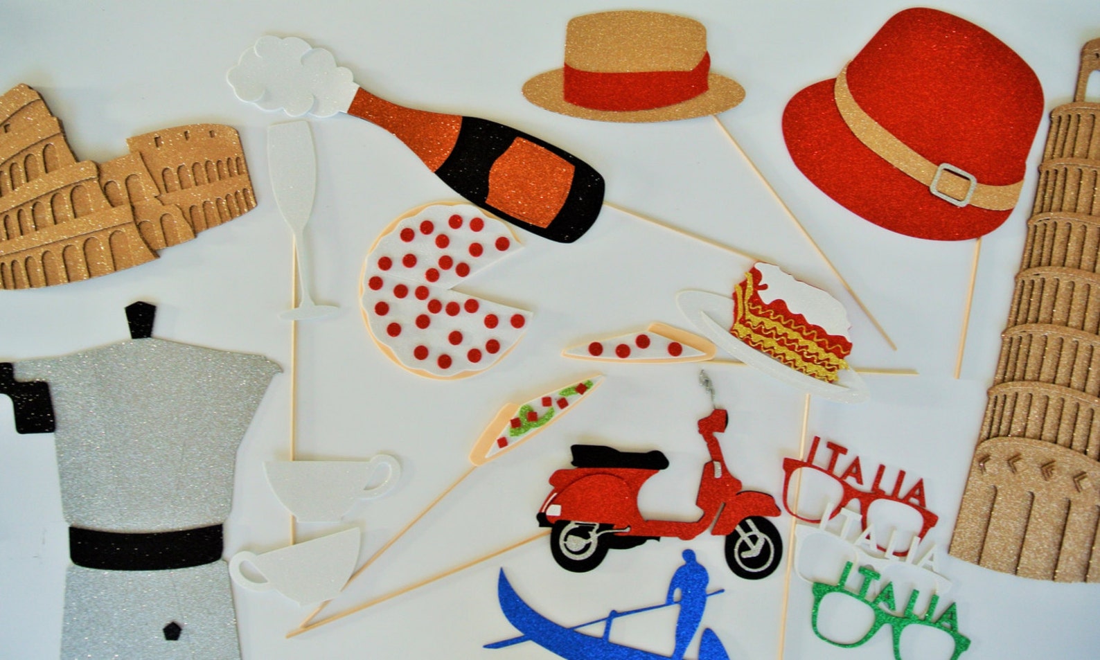 Italian Photo Booth Props Italia Glasses Vespa Pizzas Gondola - Etsy