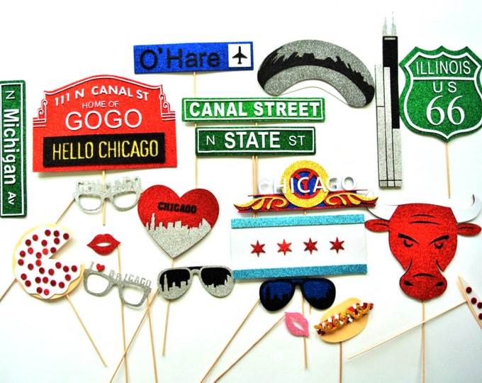Chicago Photo Booth Props the Windy City Route 66 Chicago - Etsy