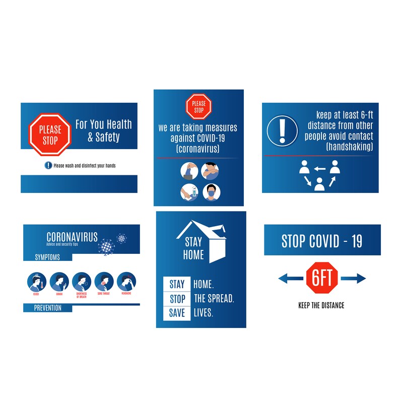 Office Safety Signage Stay at Home Wash Your Hands 6 DIGITAL | Etsy