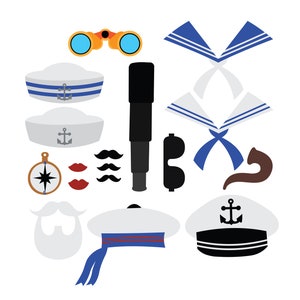 Nautical Digital Photo Booth Props - Sea Ocean Them Photo Booth Props ...