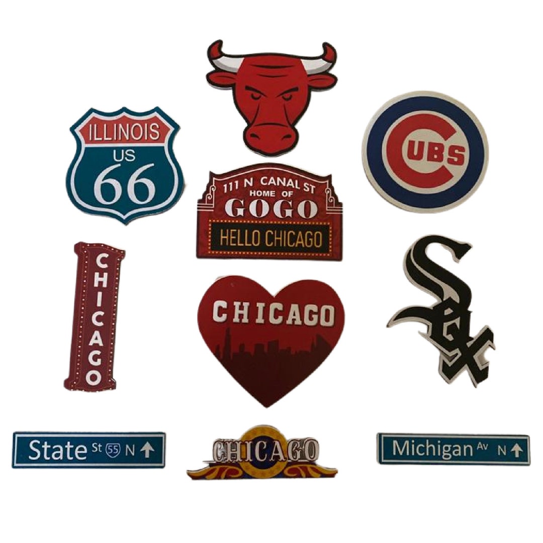 Magnets Chicago Windy City Refrigerator Computer Magnets Bull Hwy66 ...