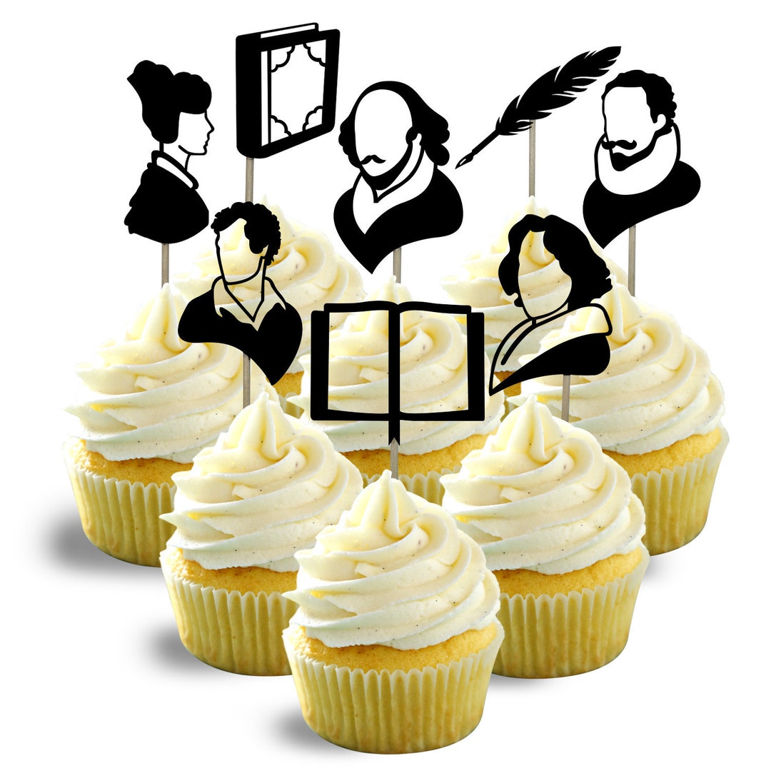 Book Club Cup Cake Toppers Party Favors Decor Mariachi Parisian Card ...