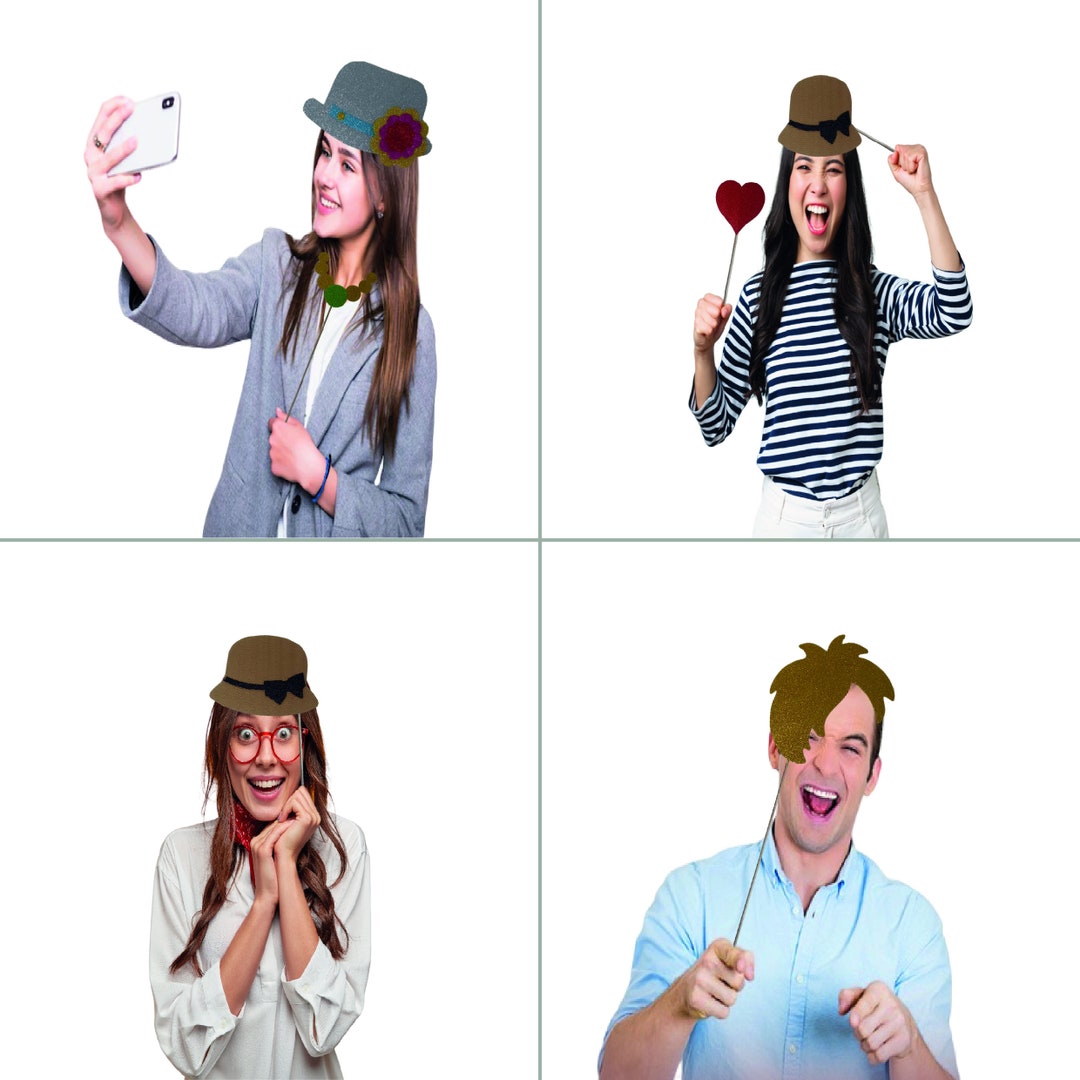 Hats and Wigs Party Photo Booth Props Glitter Foamy 2 Wigs and - Etsy