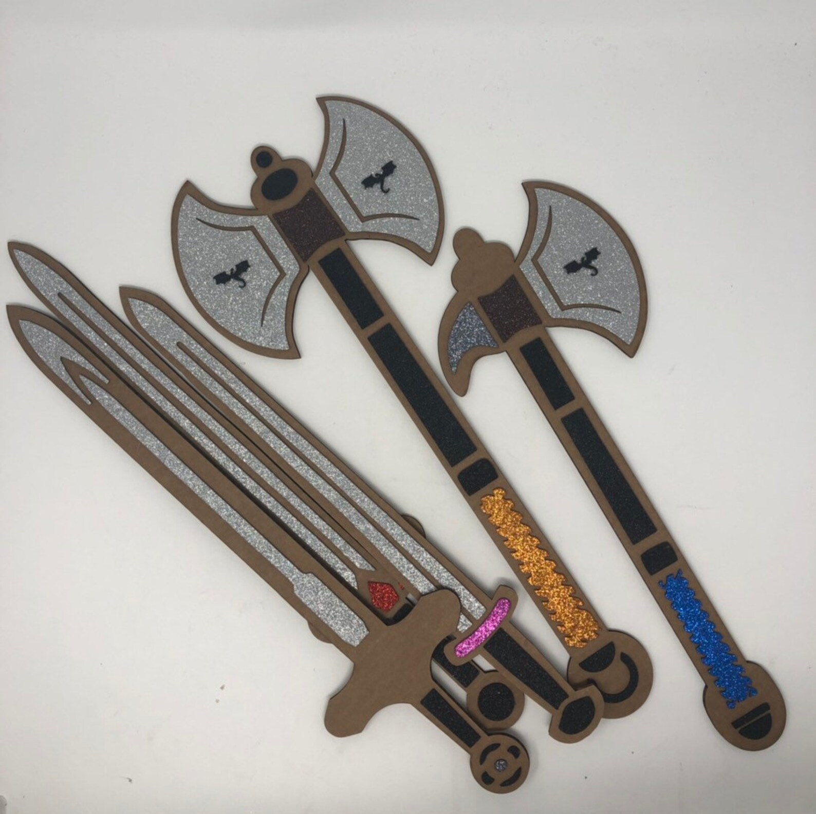 Cardboard Axe Sword W/glitter Foamy Toys Kids at Play Cardboard Sword ...
