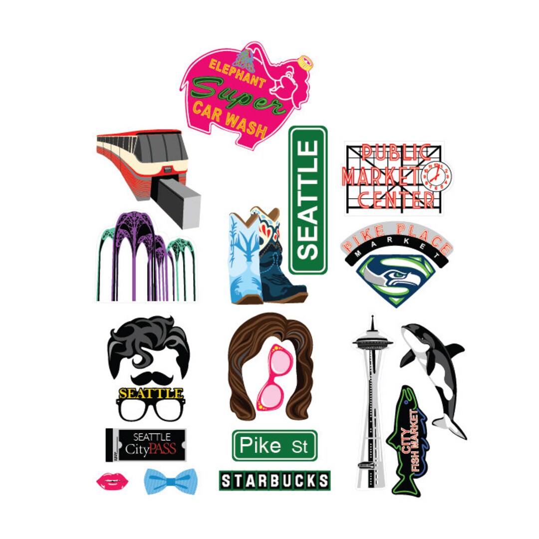 Seattle Digital Photo Booth Props 12 X 18 - Etsy