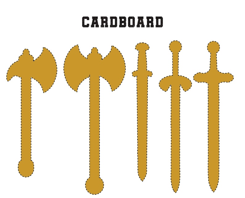 Cardboard Axe Sword W/glitter Foamy Toys Kids at Play Cardboard Sword ...