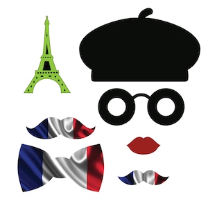 Parisian Inspired Digital Wedding Photo Booth Props Berets Glasses ...