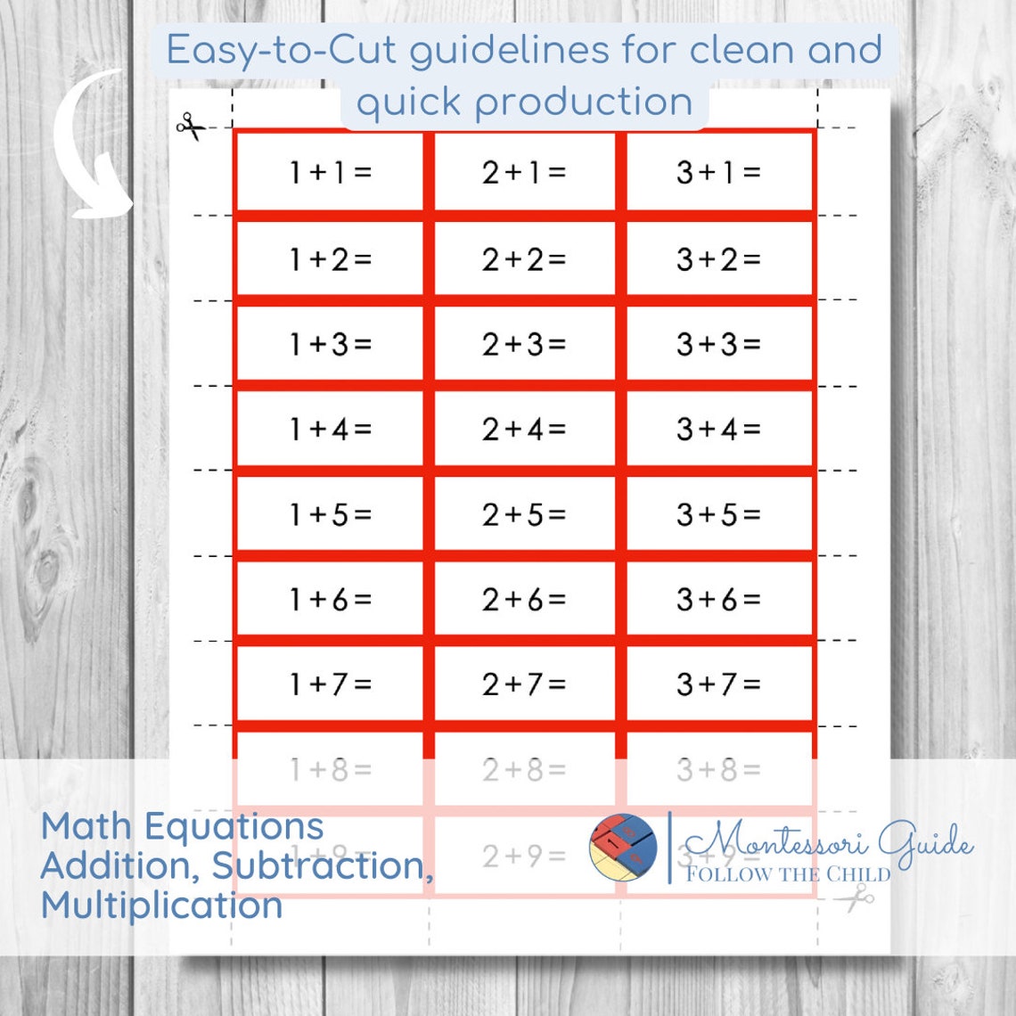 Montessori Math Equations work Charts - Etsy