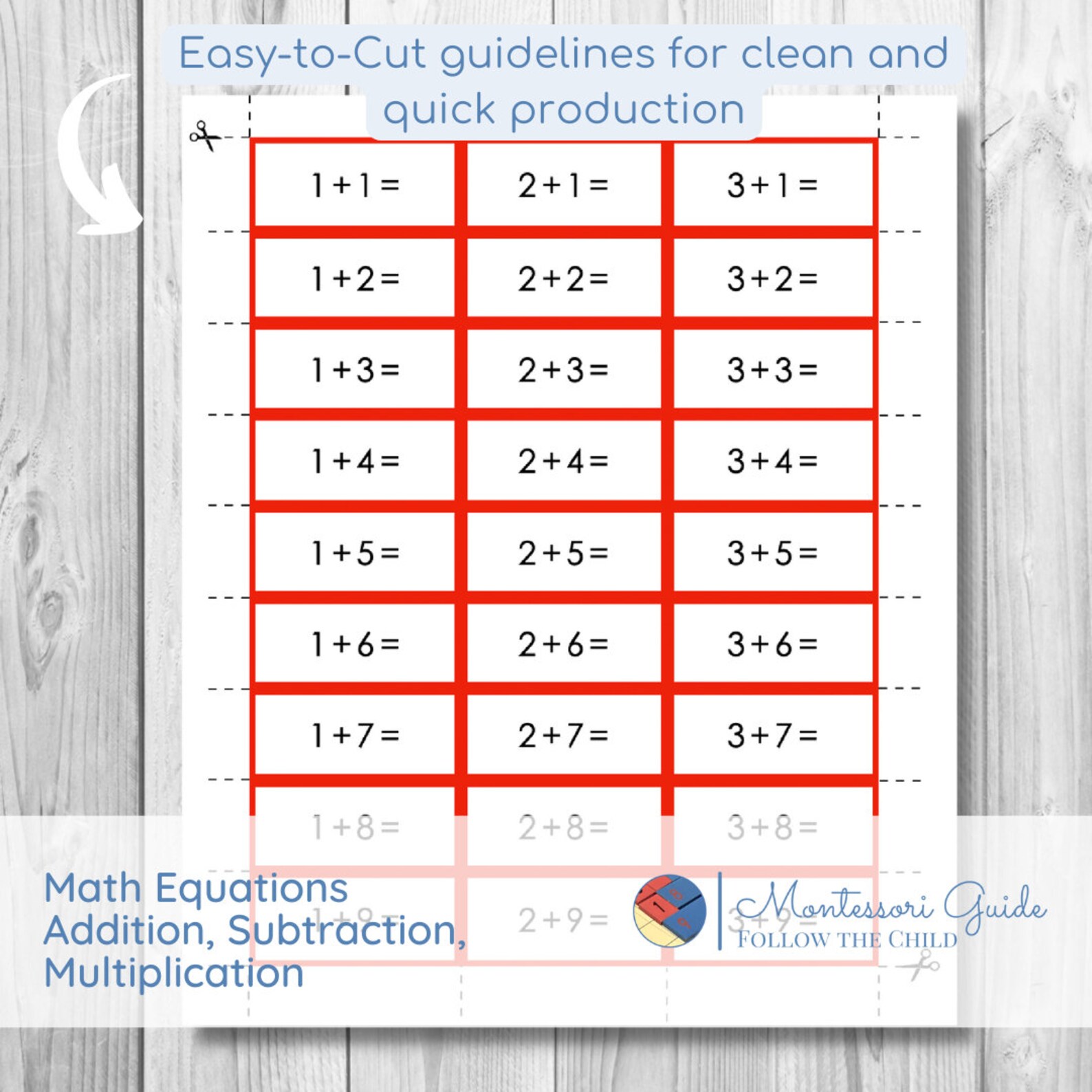Montessori Math Equations work Charts - Etsy