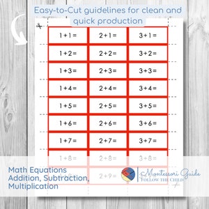 Montessori Math Equations (work Charts) - Etsy