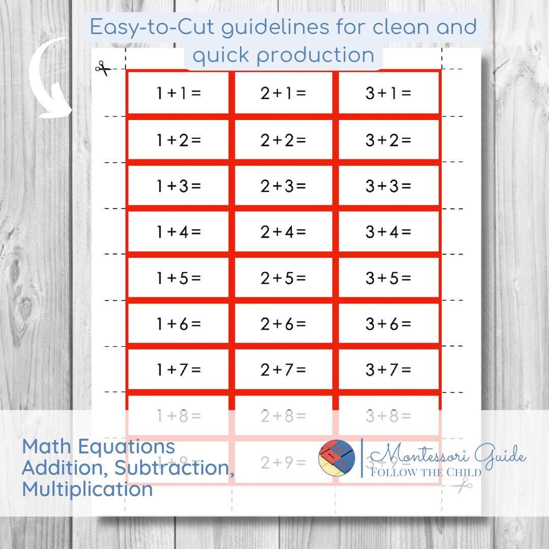 Montessori Math Equations (work Charts) - Etsy