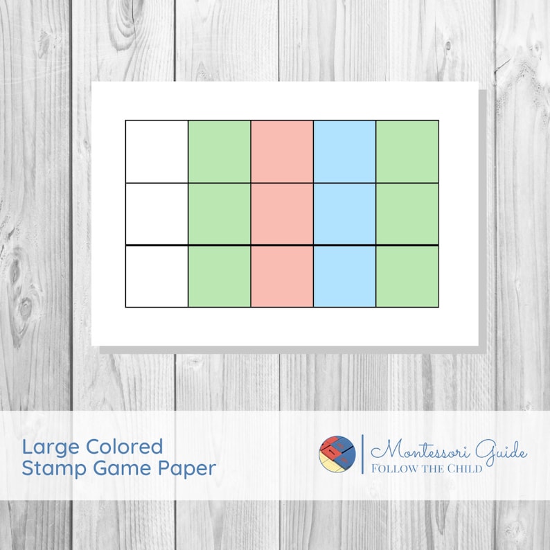 Montessori Large Stamp Game Paper (colored) - Etsy