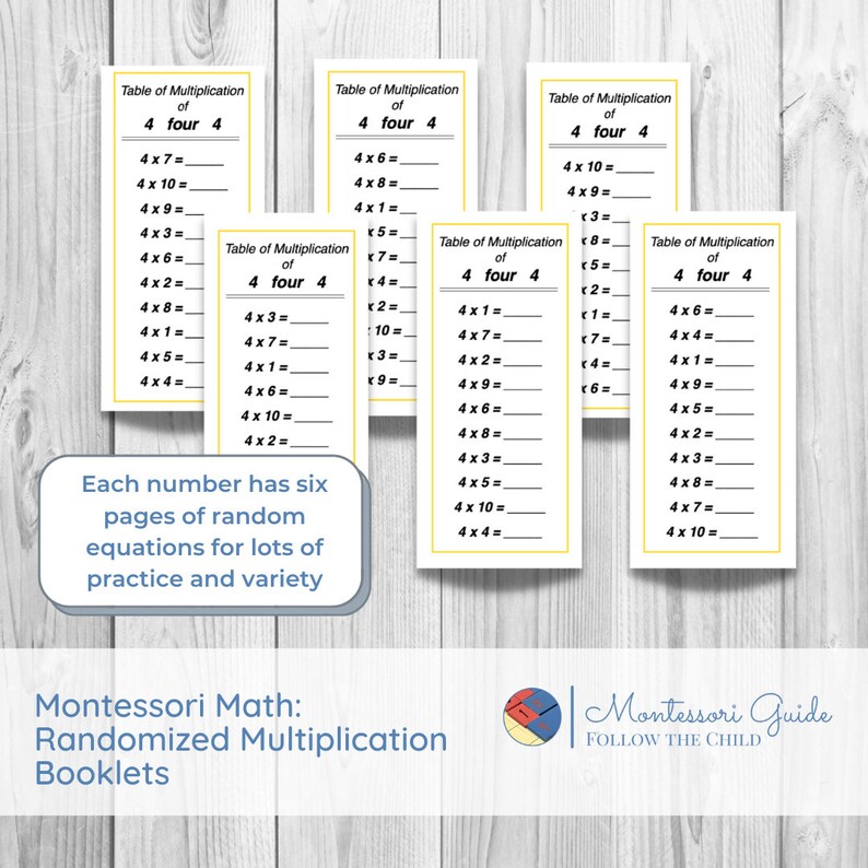 Montessori Multiplication Practice (equations in Random Order) - Etsy
