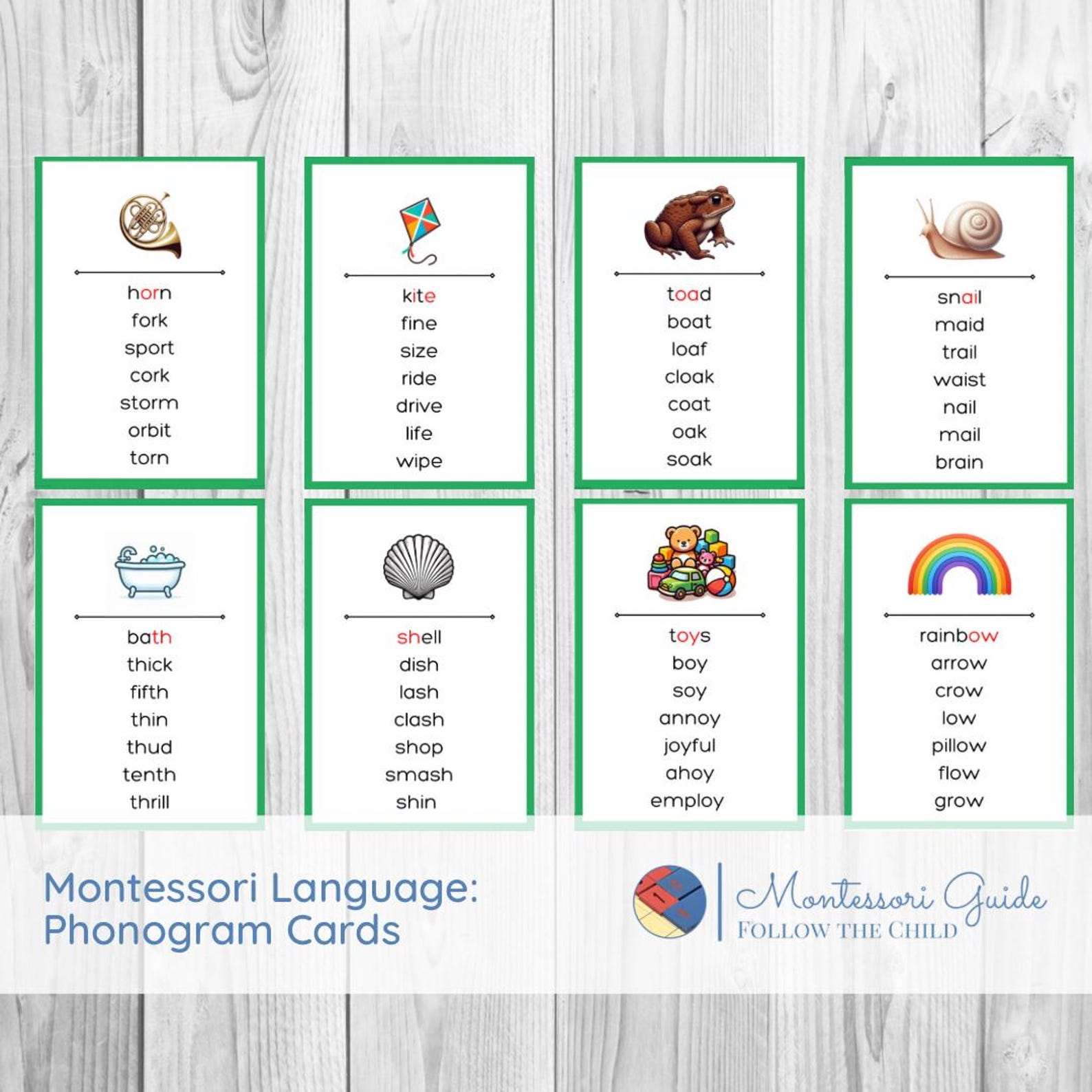 Montessori Phonogram Reading Cards - Etsy