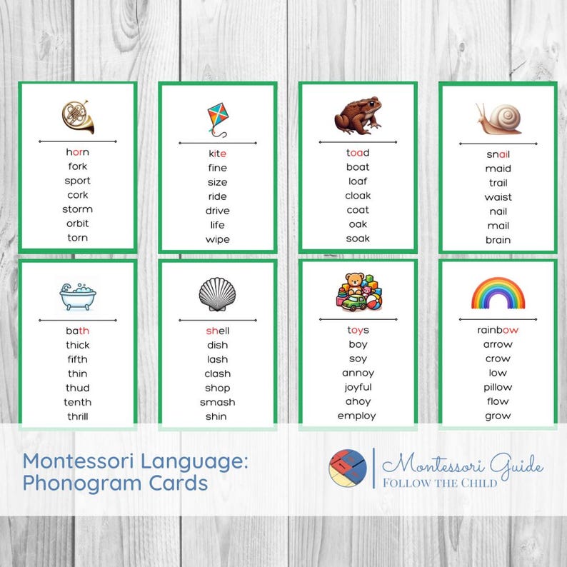 Montessori Phonogram Reading Cards - Etsy