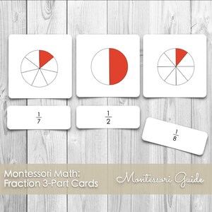 FRACTIONS Montessori Three-part Cards | Etsy