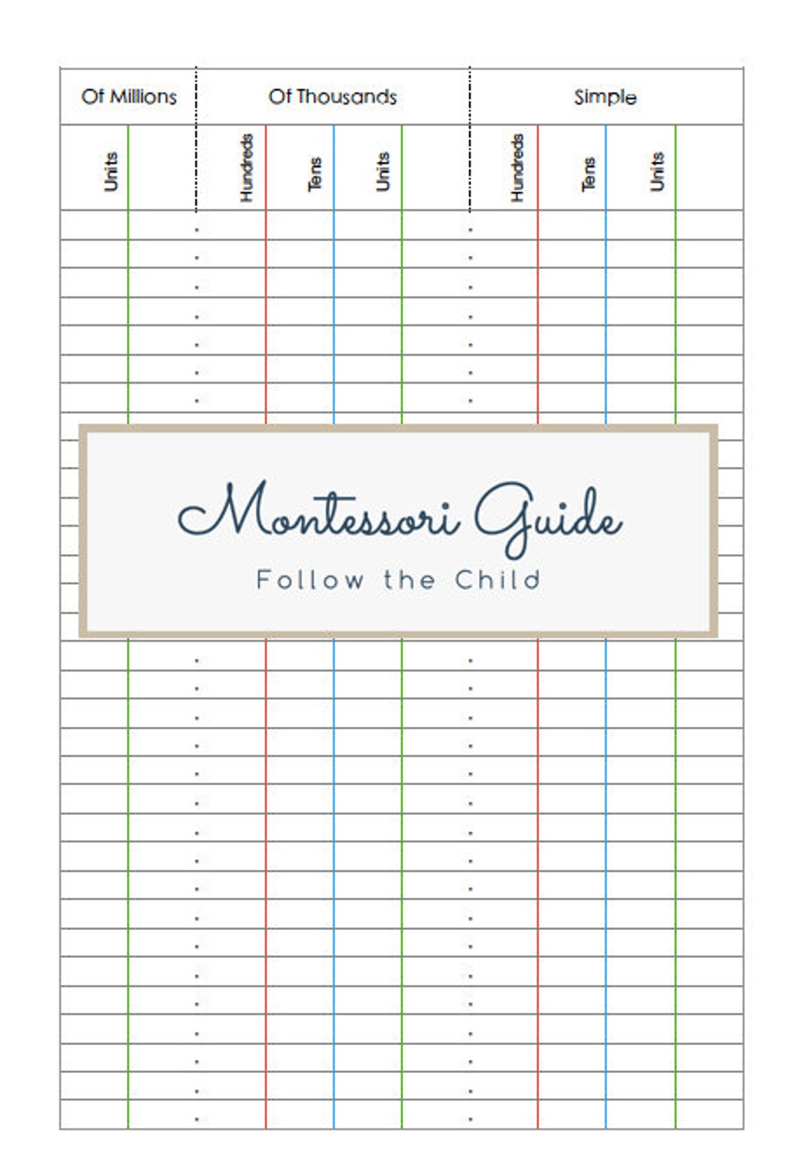 Montessori Large Bead Frame Paper - Etsy