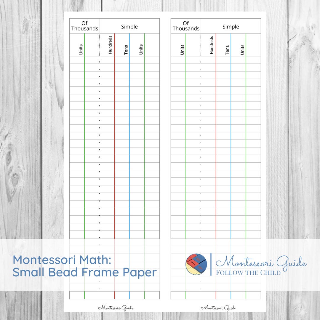 Montessori Small Bead Frame Paper - Etsy