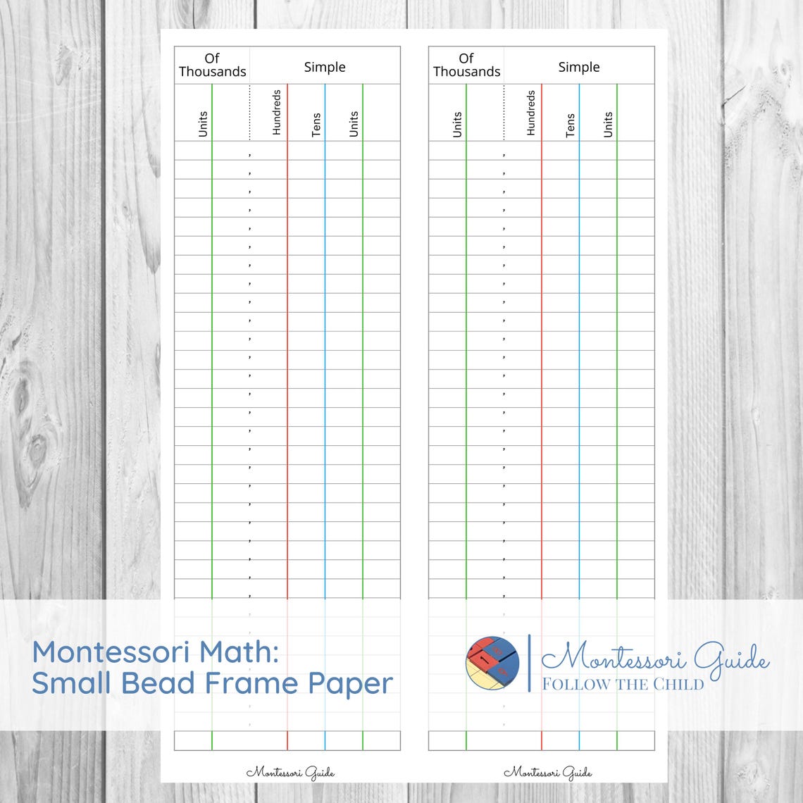 Montessori Small Bead Frame Paper - Etsy