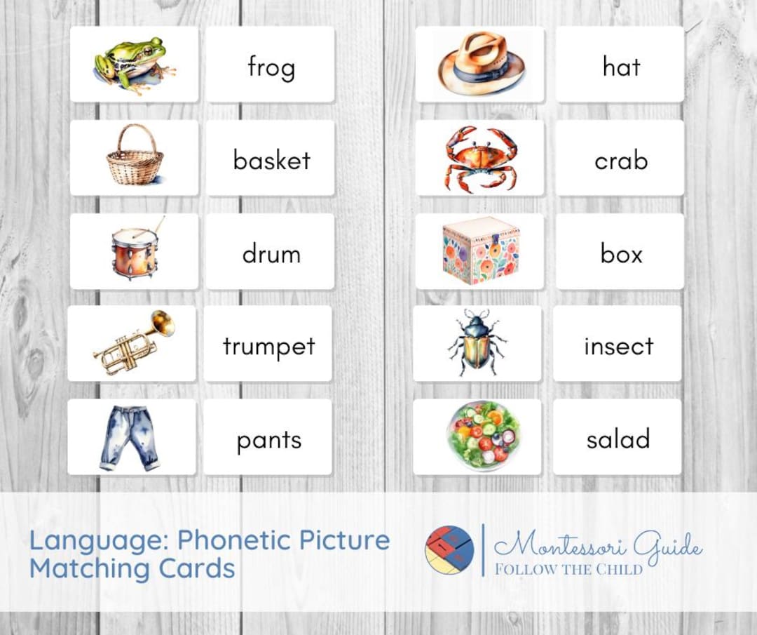 Phonetic Picture Matching Cards - Etsy