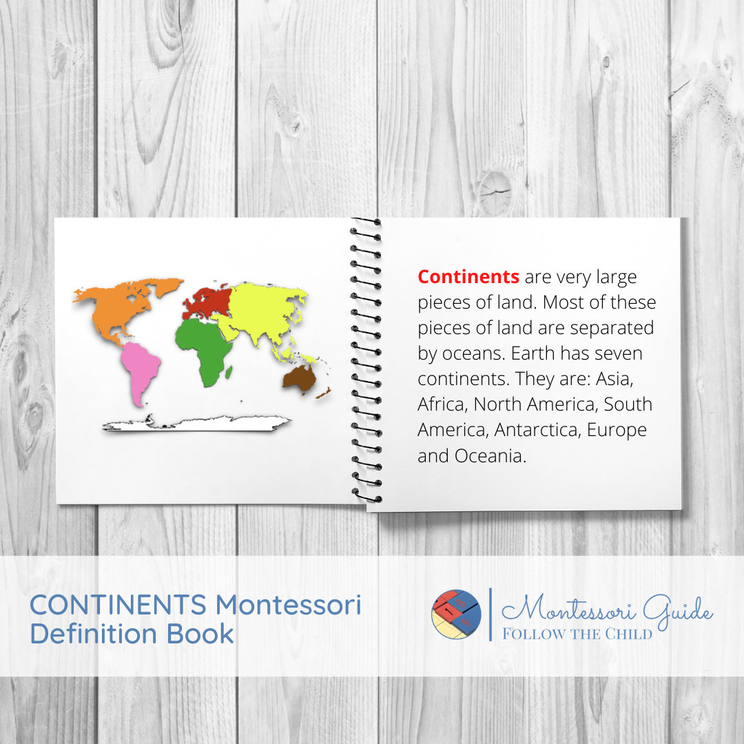 CONTINENTS Montessori Definition Book - Etsy