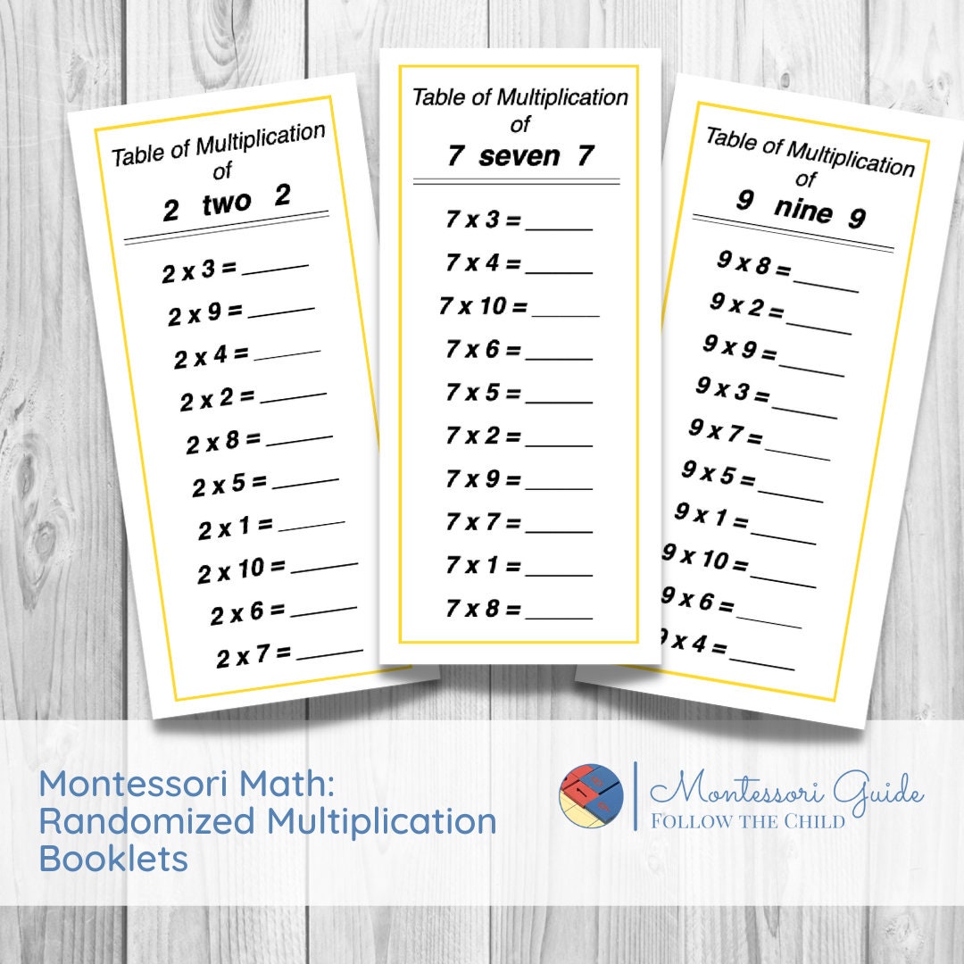 Montessori Multiplication Practice (equations in Random Order) - Etsy