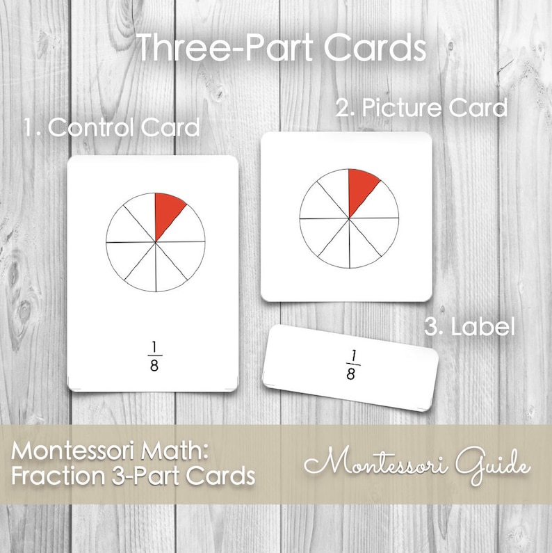 FRACTIONS Montessori Three-part Cards | Etsy