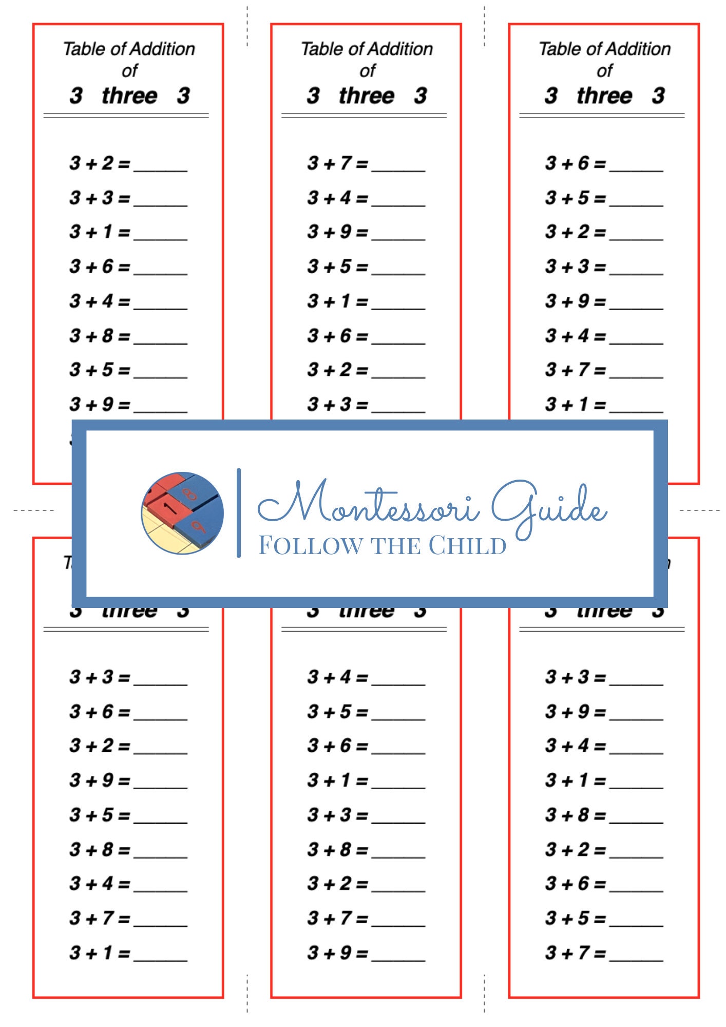 Montessori Addition Practice (equations in Random Order) - Etsy