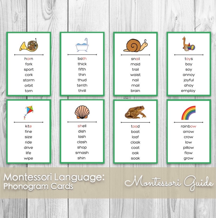 Montessori Phonogram Reading Cards | Etsy