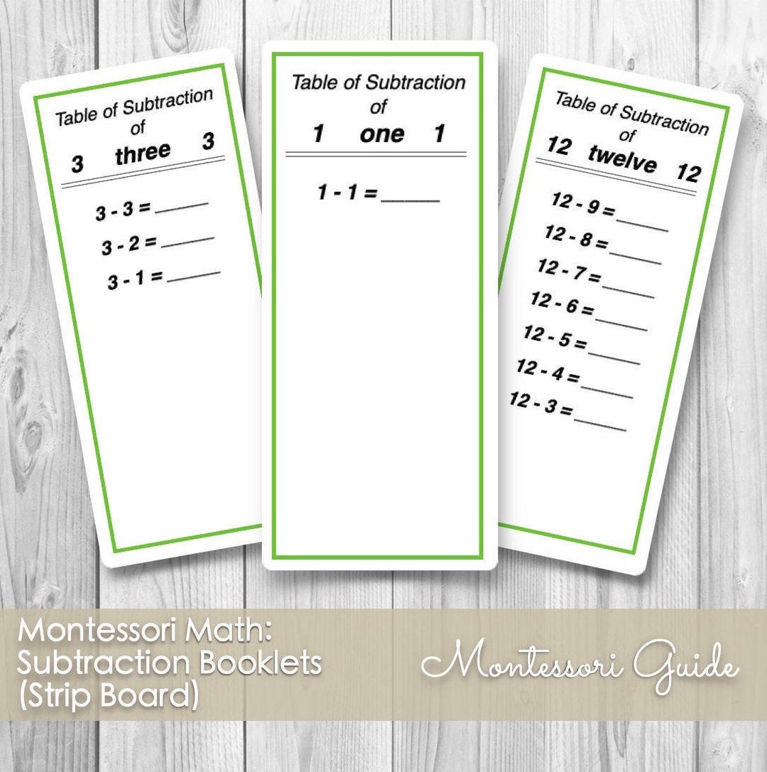 Montessori Subtraction Practice - Etsy