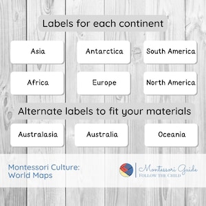 CONTINENTS Montessori Maps - Etsy