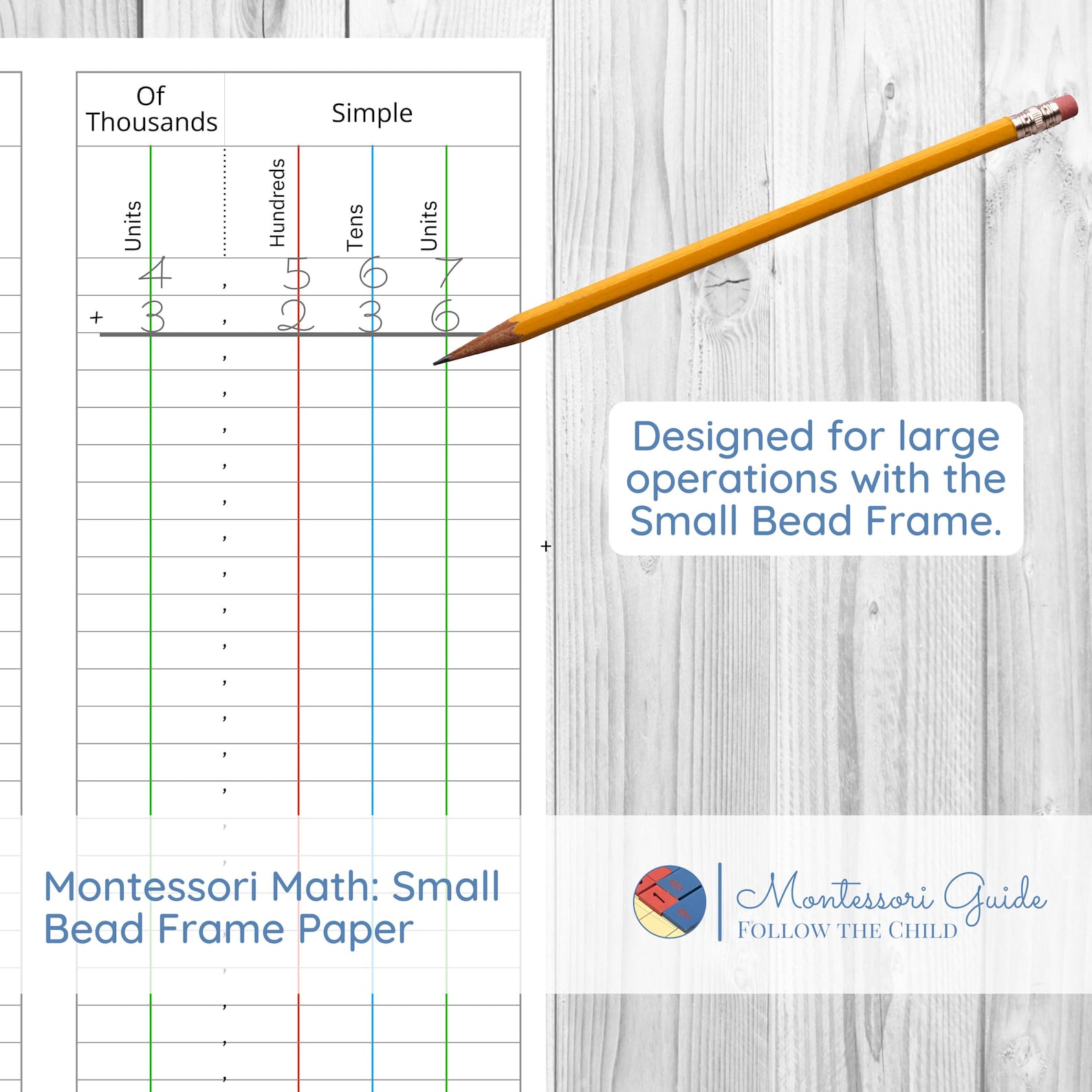 Montessori Small Bead Frame Paper - Etsy